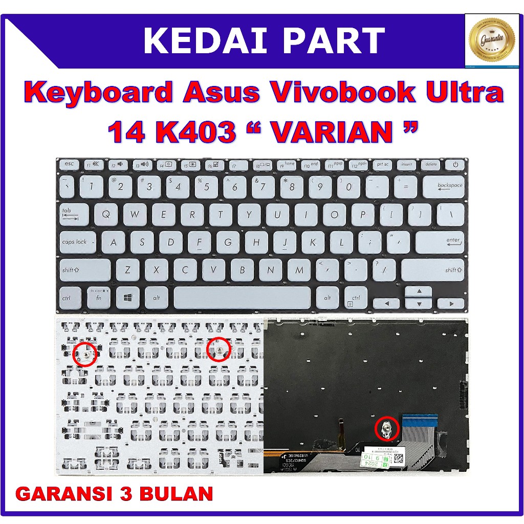 Jual Keyboard Asus Vivobook Ultra 14 K403 X403 X403FA Silver Non Frame ...