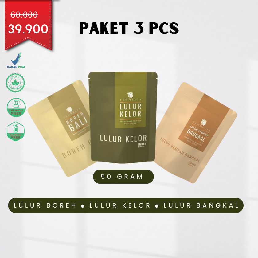 Jual PROMO Paket 3 Pcs Free set mangkuk Lulur Rempah by Femmelia ...