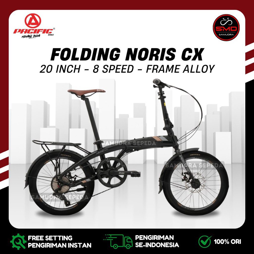Jual Sepeda Lipat Folding 20 Pacific Noris CX Alumunium Alloy 8 Sp BDG ...