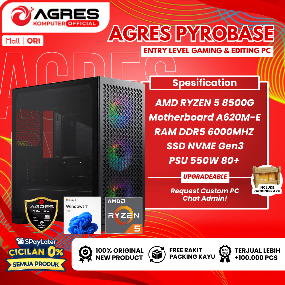 Jual AGRES PYROBASE PC RYZEN 5 8500G 16GB DDR4 512GB SSD RAKITAN PC ...