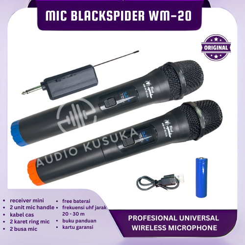 Jual MIC WIRELESS BLACK SPIDER WM 20 BLACK ORIGINAL PROFESSIONAL ...