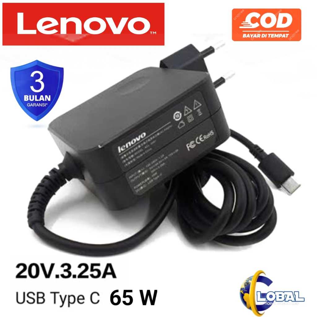 Jual Charger Len 65W USB Type C Original ThinkPad T480 Yoga 370 New ...