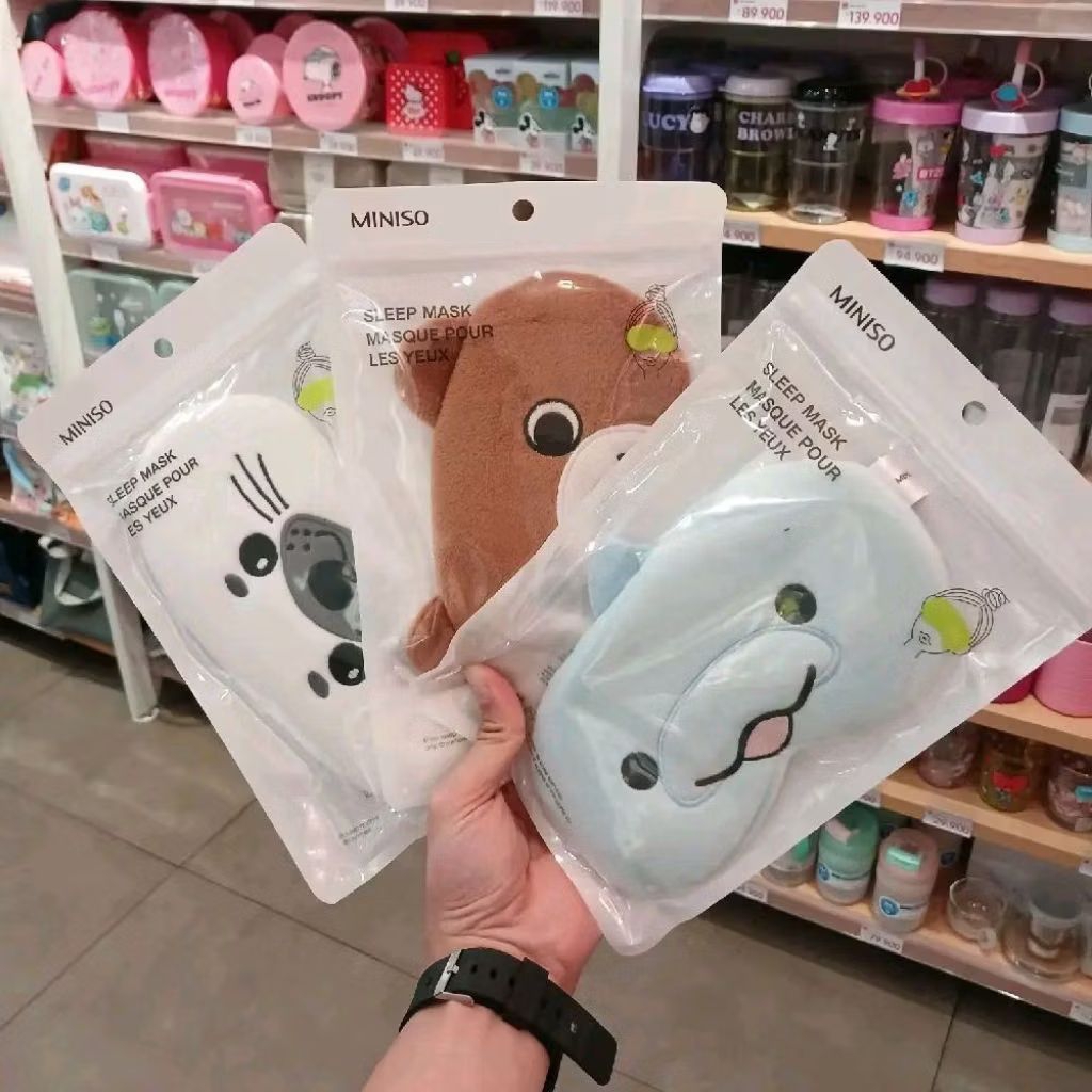 Jual Miniso Eye Mask Sleep Mask Embroidered Penutup Mata Motif | Shopee ...