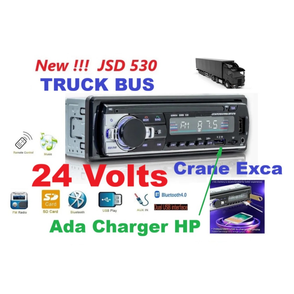 Jual TAPE MOBIL TRUK BUS ALAT BERAT 24 VOLT BLUETOOTH USB FM RADIO ...