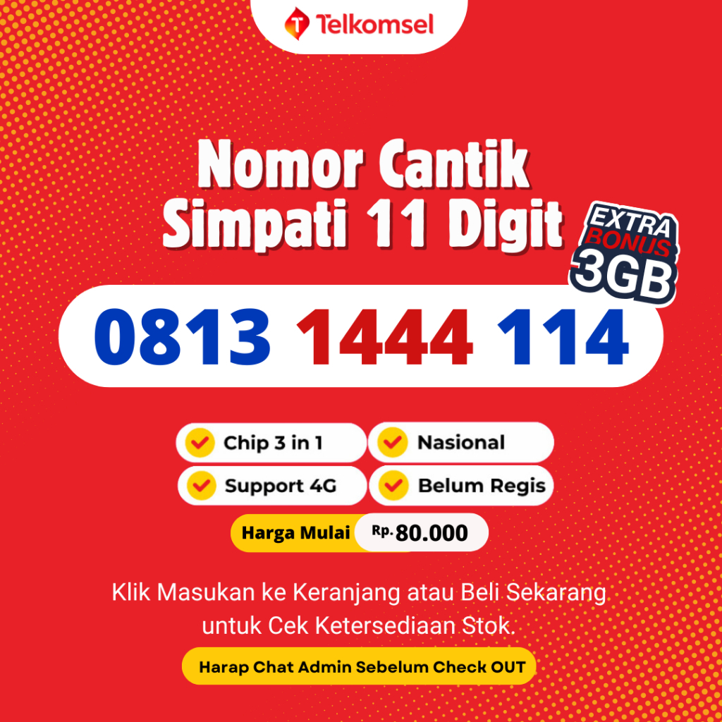 Jual Nomor Cantik Telkomsel 11 Digit Seri Triple 4 - Nomor Cantik Simpati 11 Digit Support 4G ...
