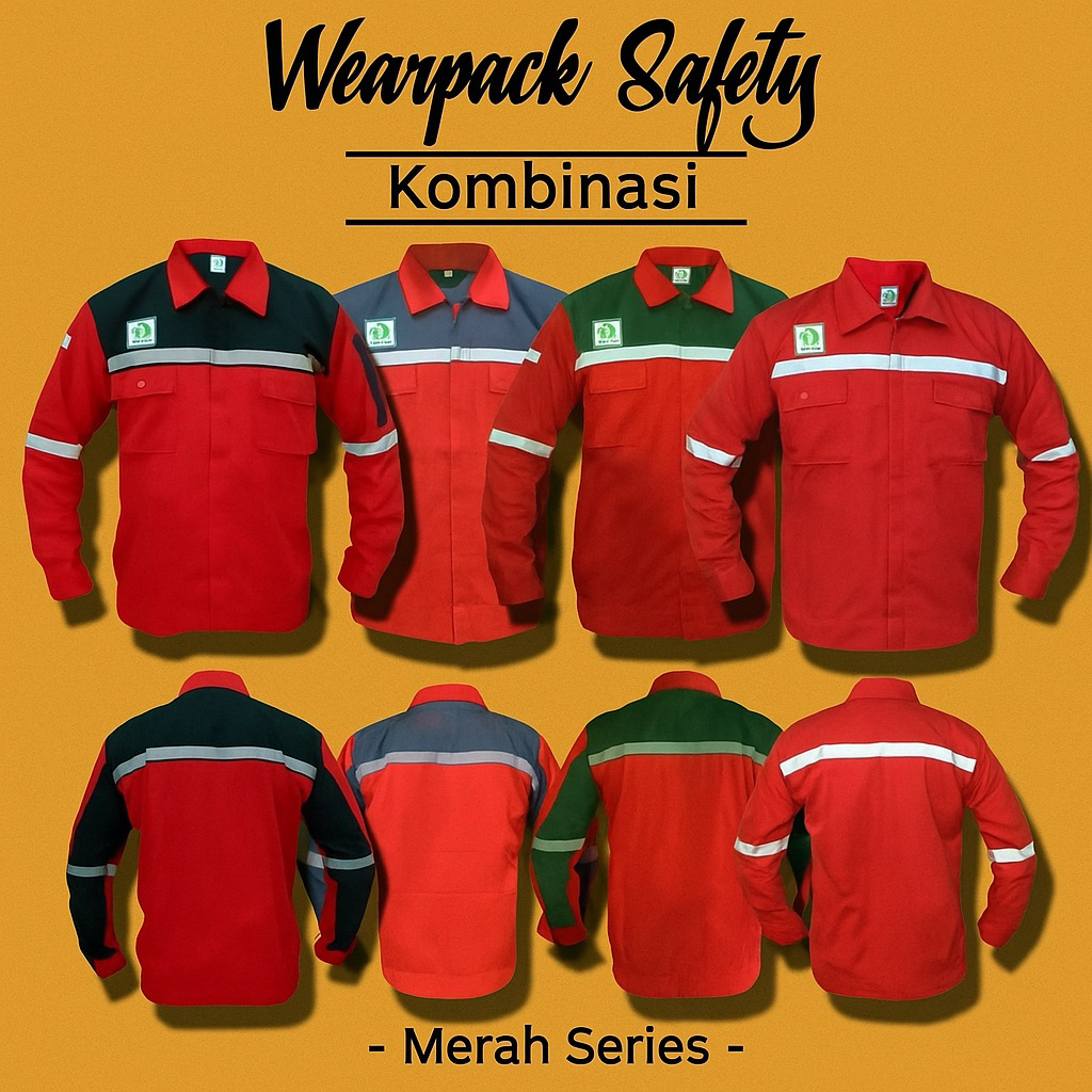 Jual Seragam Wearpack baju safety Merah Series Kombinasi American drill ...