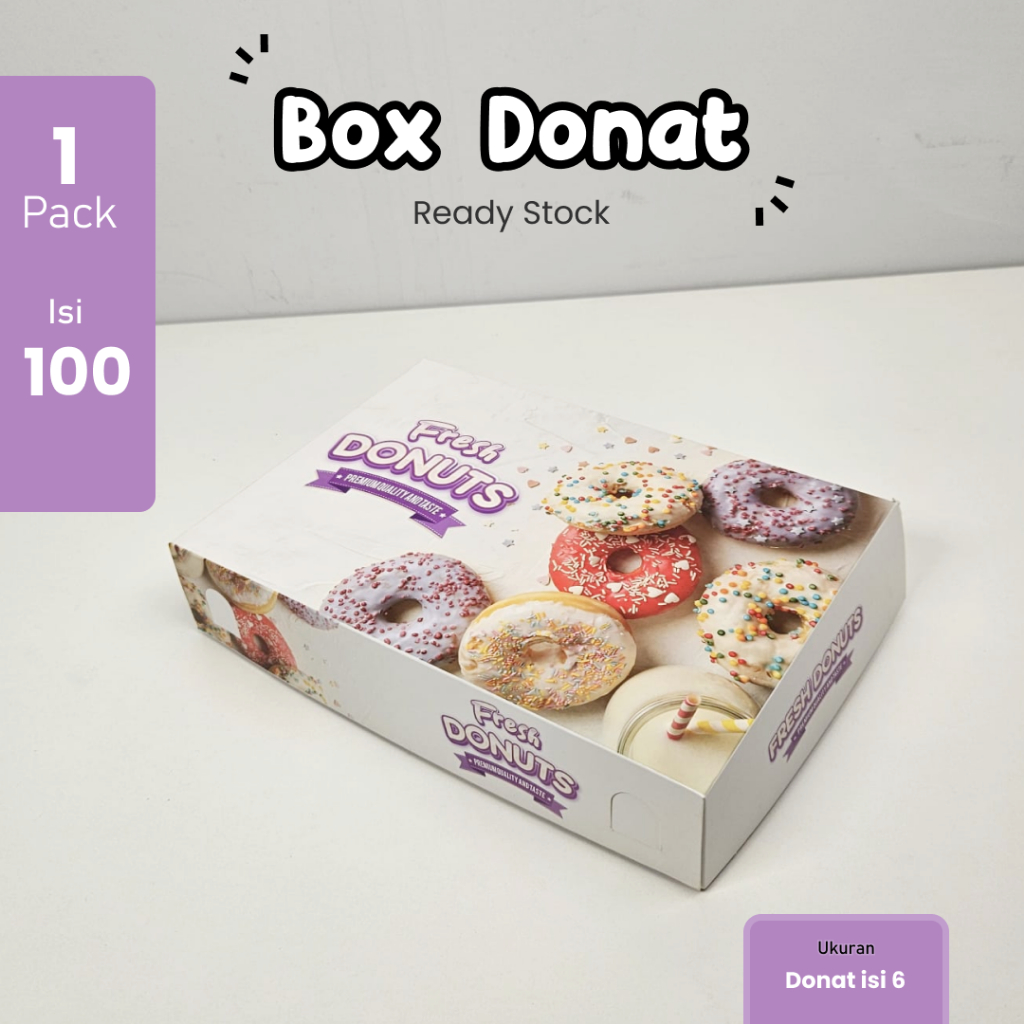 Jual 100 Pcs / Dus Donat / Box Donat / isi 6 donat / Ivory / Laminasi ...