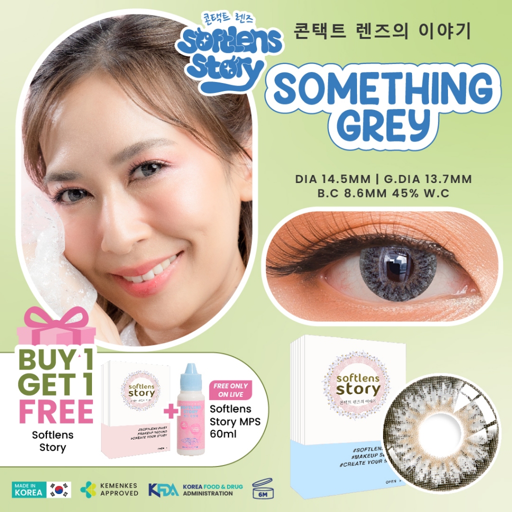 Jual BUY 1 GET 1 Softlens Story Something Grey 1 Pasang | 14.5mm ...