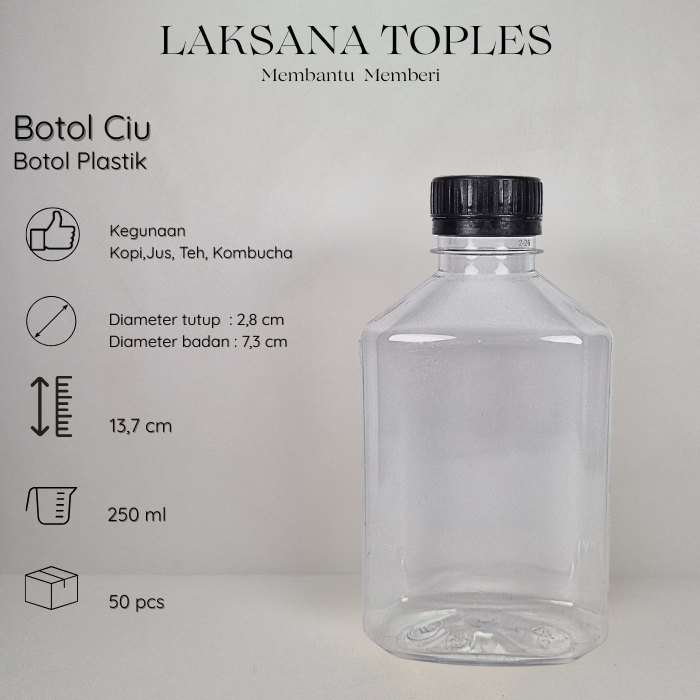 Jual Botol plastik ciu 250ml/ botol Teh,kopu, kombucha, Jus/ botol ...