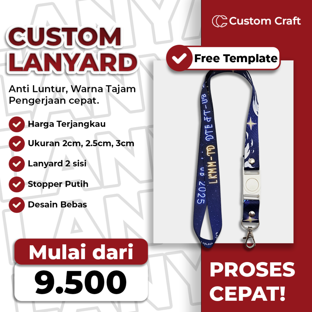 Jual TALI LANYARD CUSTOM FINISHING STOPER PUTIH LANYARD ID CARD CUSTOM ...