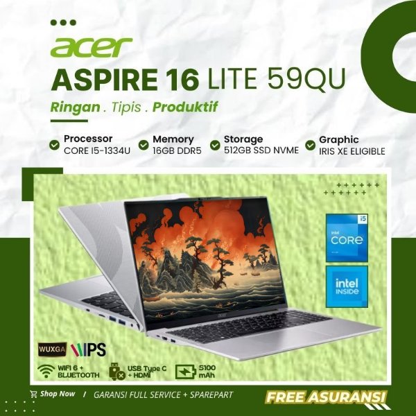 Jual Laptop Acer Aspire Lite 16 AL16-52P-59QU | Core i5 Gen 13 | RAM ...