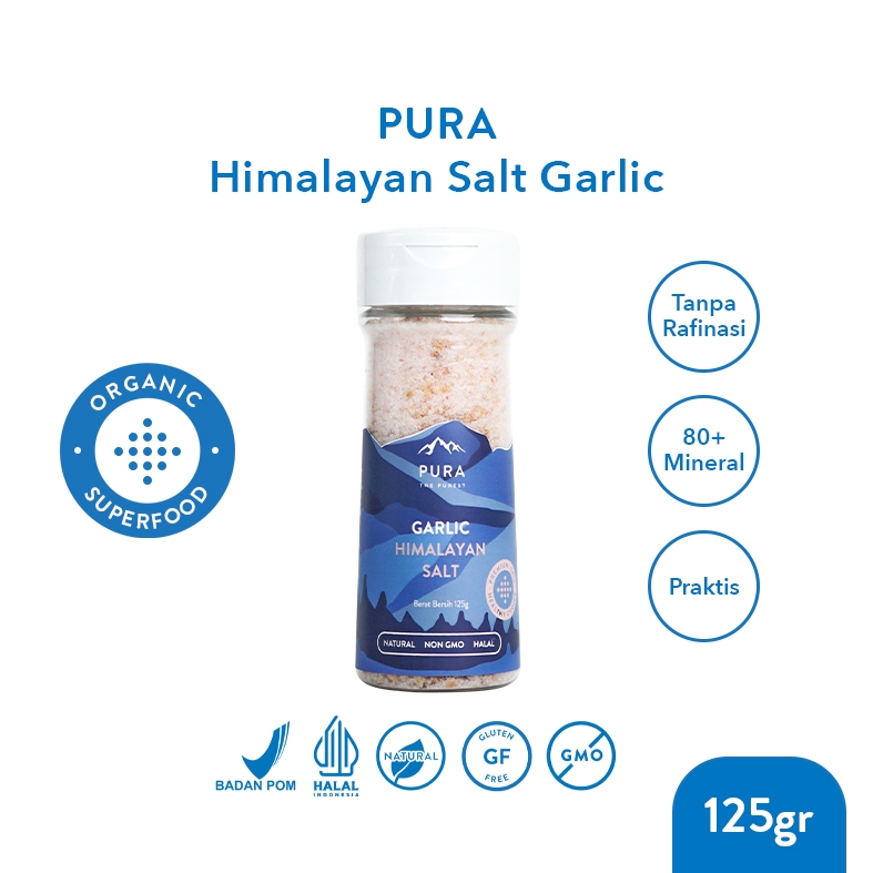 Jual Pura Himalayan Salt Garlic (125gr) - Garam Himalaya - Garam ...