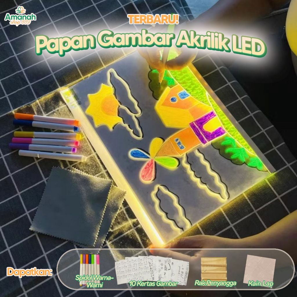 Jual DIY Papan Tulis Acrylic Led Transparan 20 cm x 30 cm Papan Gambar ...