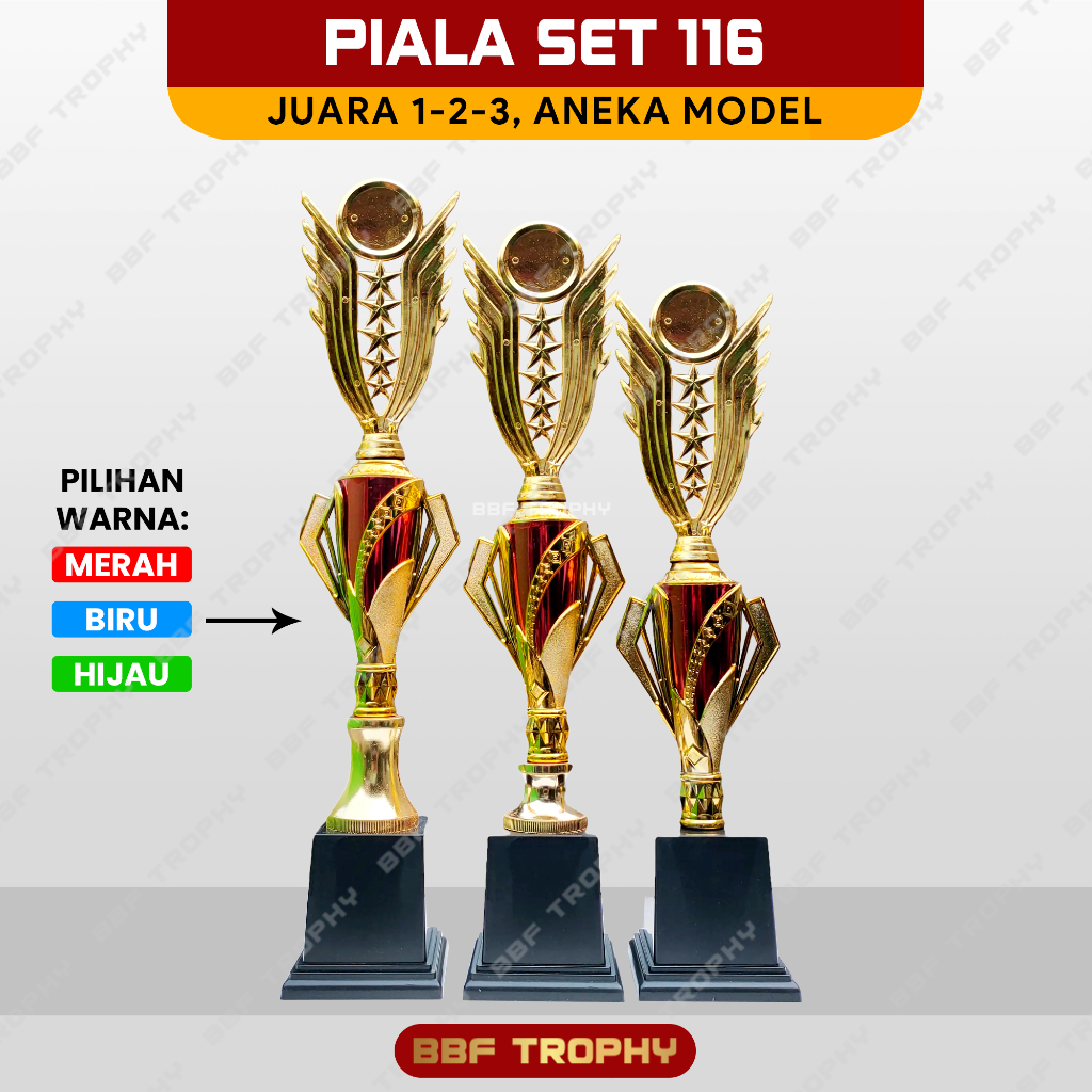 Jual Piala Set Model 116 Juara 1-2-3 Warna Merah/Biru/Hijau | Shopee ...