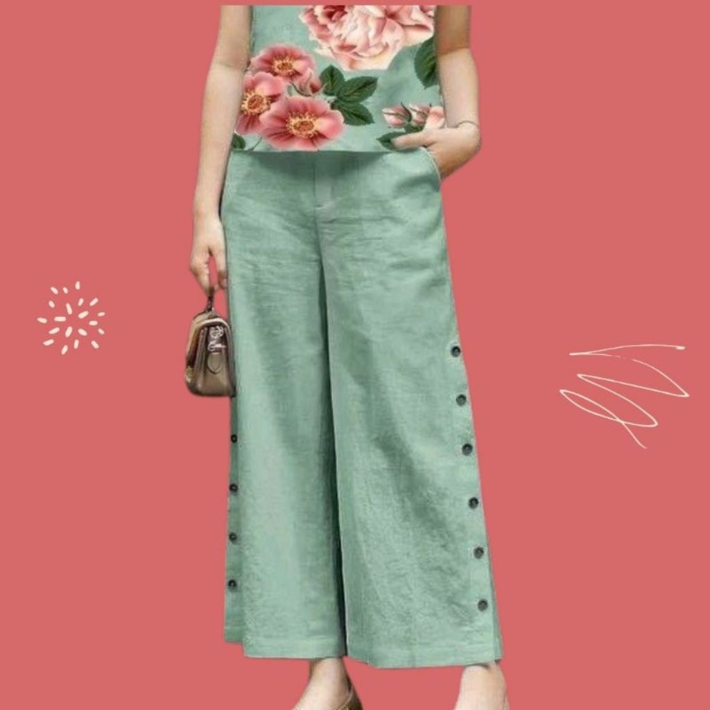 Jual kulot wanita dewasa bahan linen premium korean style | Shopee ...