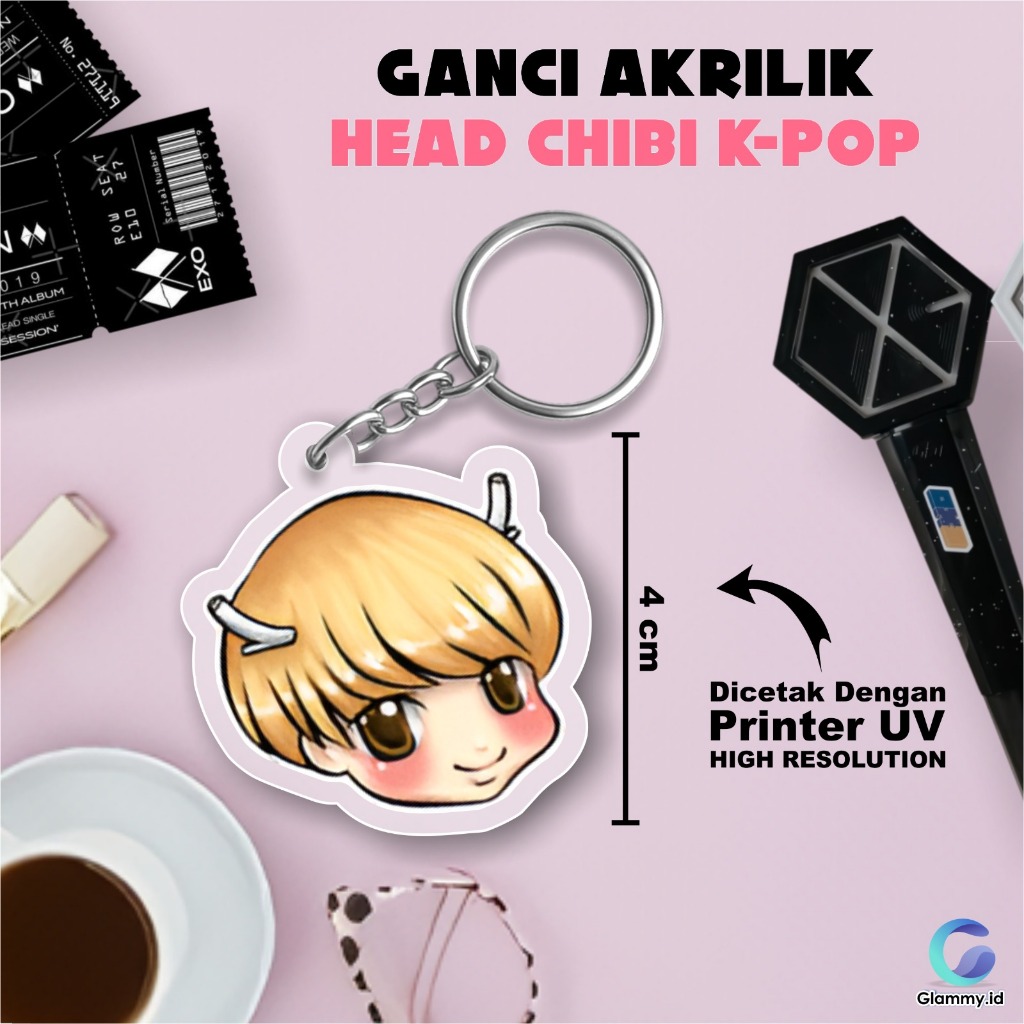 Jual Ganci Akrilik Custom Kepala Chibi K-Pop | Gantungan Kunci Cetak UV ...
