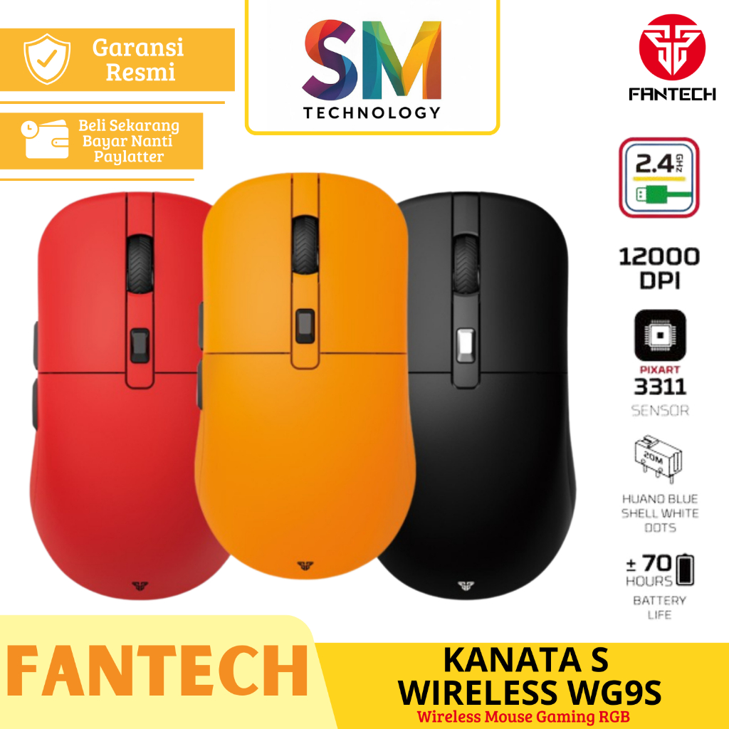 Jual Fantech KANATA WIRELESS Mouse Gaming Wireless RGB Macro WG9 WG9s ...