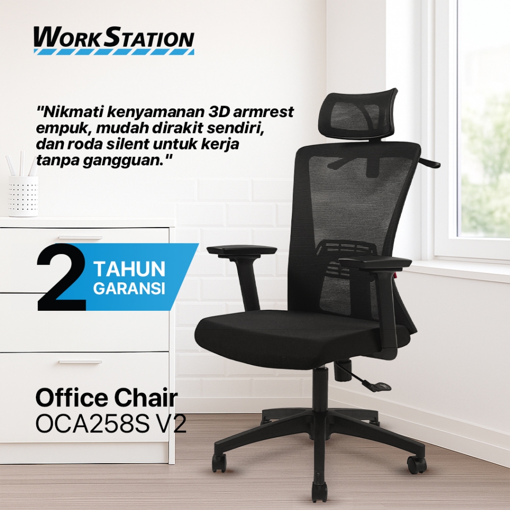 Jual WorkStation by Fantech Kursi Kerja Kantor OCA258s V2 Black Premium ...