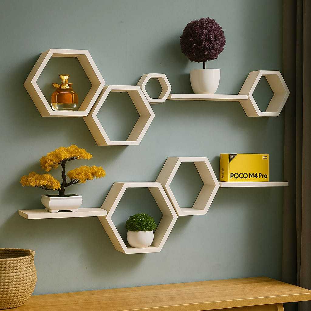 Jual Satu Set Rak Tempel Hexagonal Hiasan Dinding Estetik Hexagon / Rak ...
