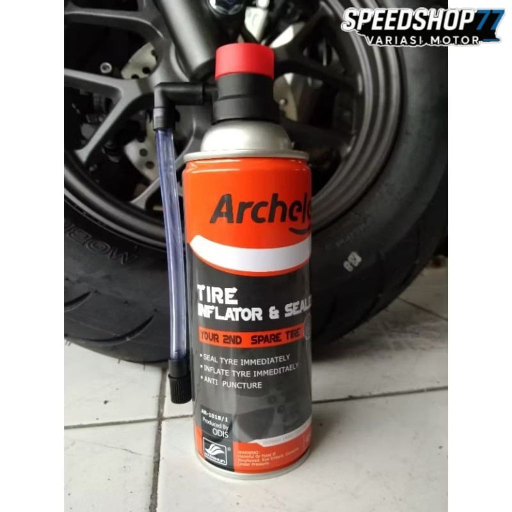 Jual Pompa ban darurat + cairan anti bocor ban tubebless ARCHELE 450 ml ...