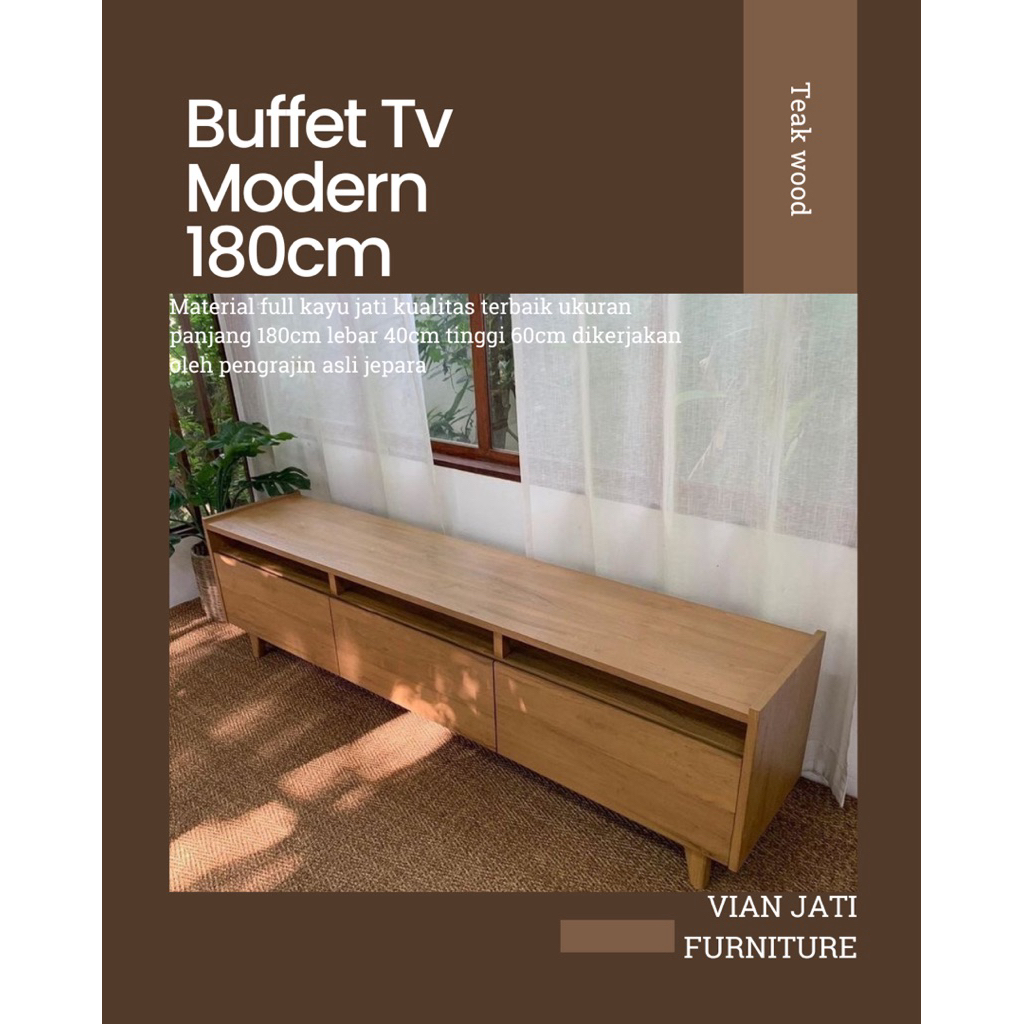 Jual Buffet Tv Modern Kayu Jati Ukuran 180cm | Shopee Indonesia