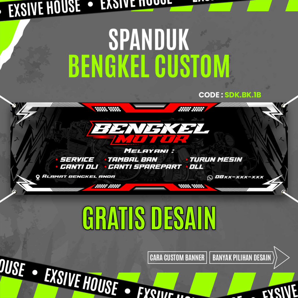 Jual Spanduk Bengkel Motor Racing, Banner Custom Desain Suka-Suka ...