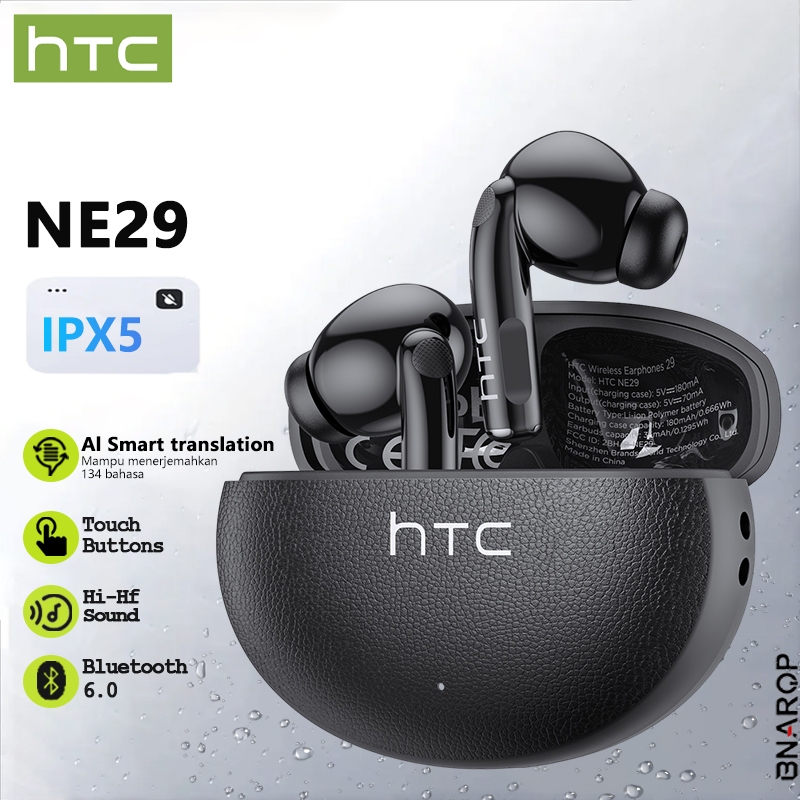 Jual HTC NE29 TWS Headset Bluetooth AI Translation, Earbud Game Olahraga Bluetooth V6.0 Game ...