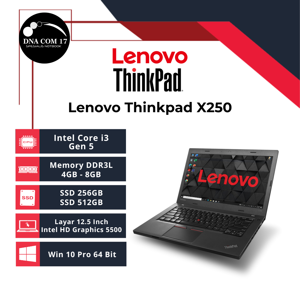 Jual Lenovo Thinkpad X250 Intel Core i3 Gen 5 / Ram 8GB / SSD256GB ...