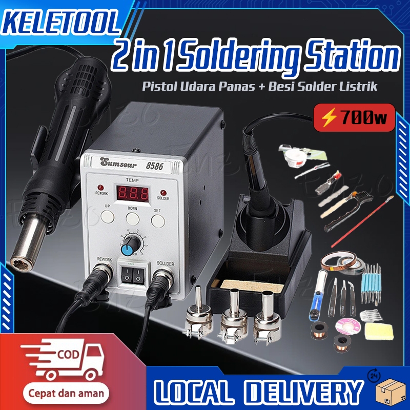 Jual 980W Stasiun Solder Blower 8586 2 in 1 Pistol Udara Panas + Besi ...
