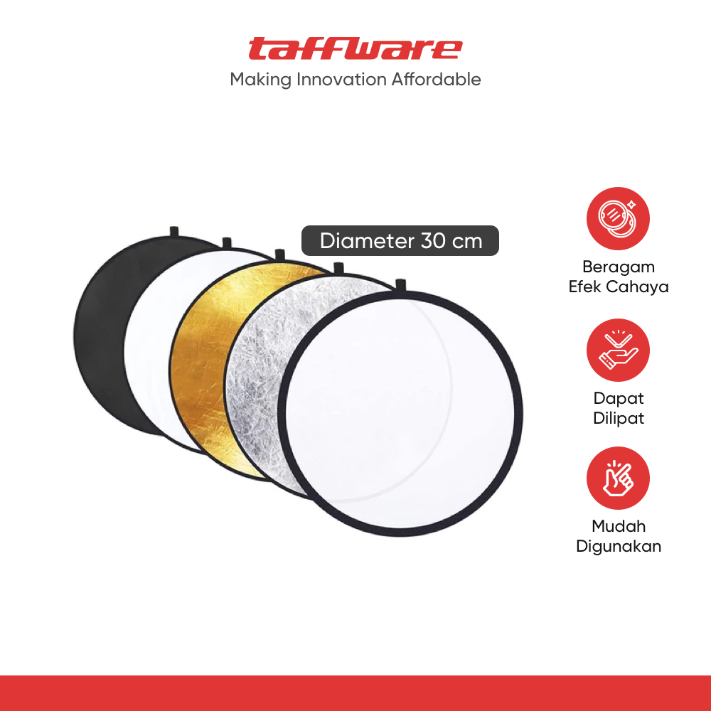Jual TaffSTUDIO Reflektor Cahaya Fotografi Studio 5in1 Diffuser 30cm ...