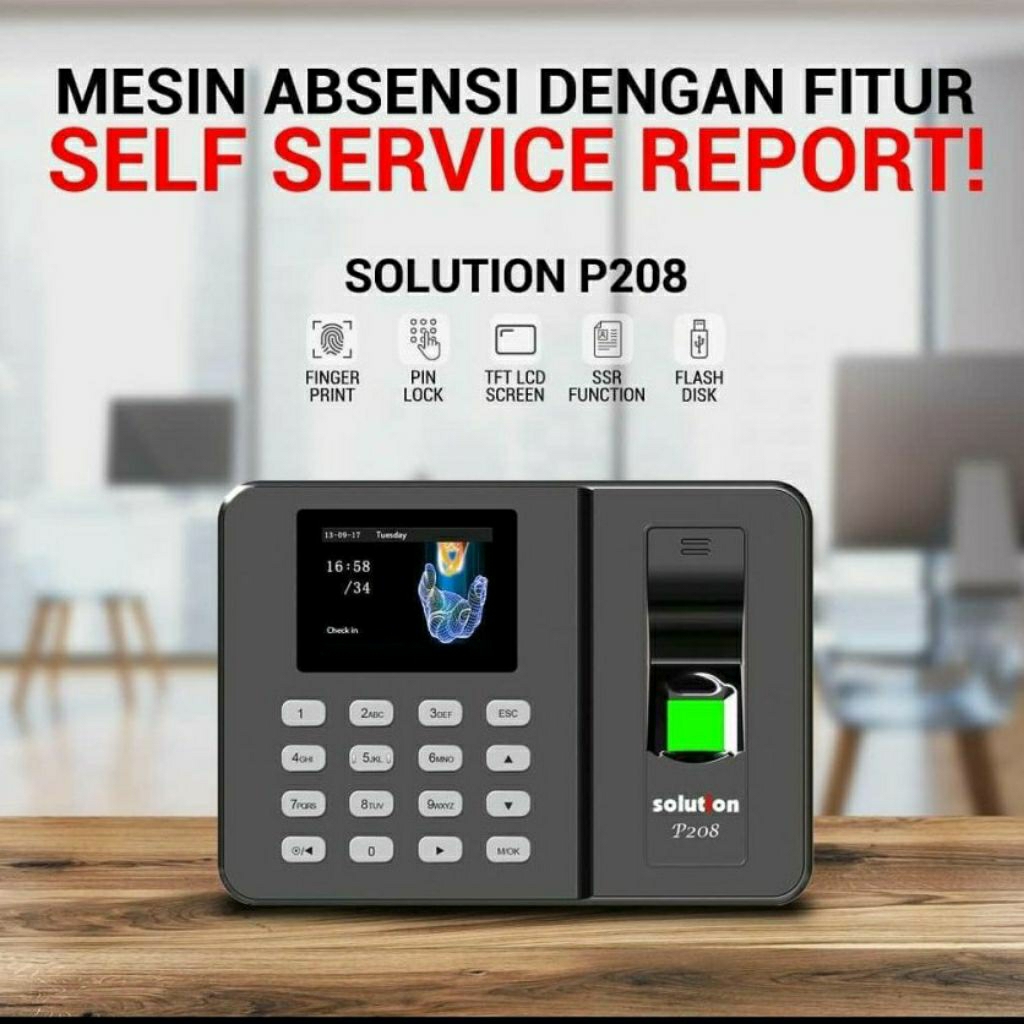 Jual Mesin Absensi solution P208 file laporan excel fingerprint scan ...
