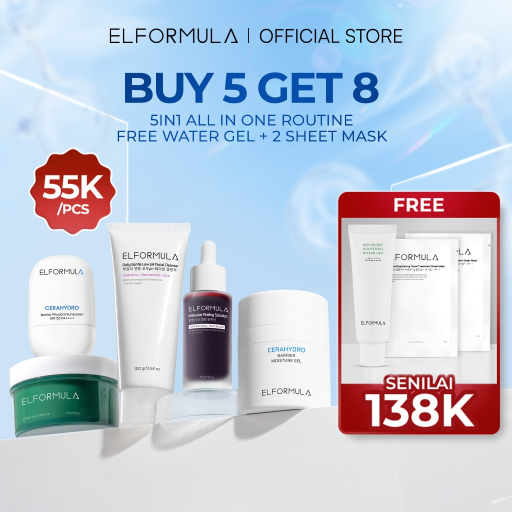 Jual [ FREE WATER GEL + 2 MASK ] ELFORMULA Bundle 5in1 All in One Routine - Complete Basic ...
