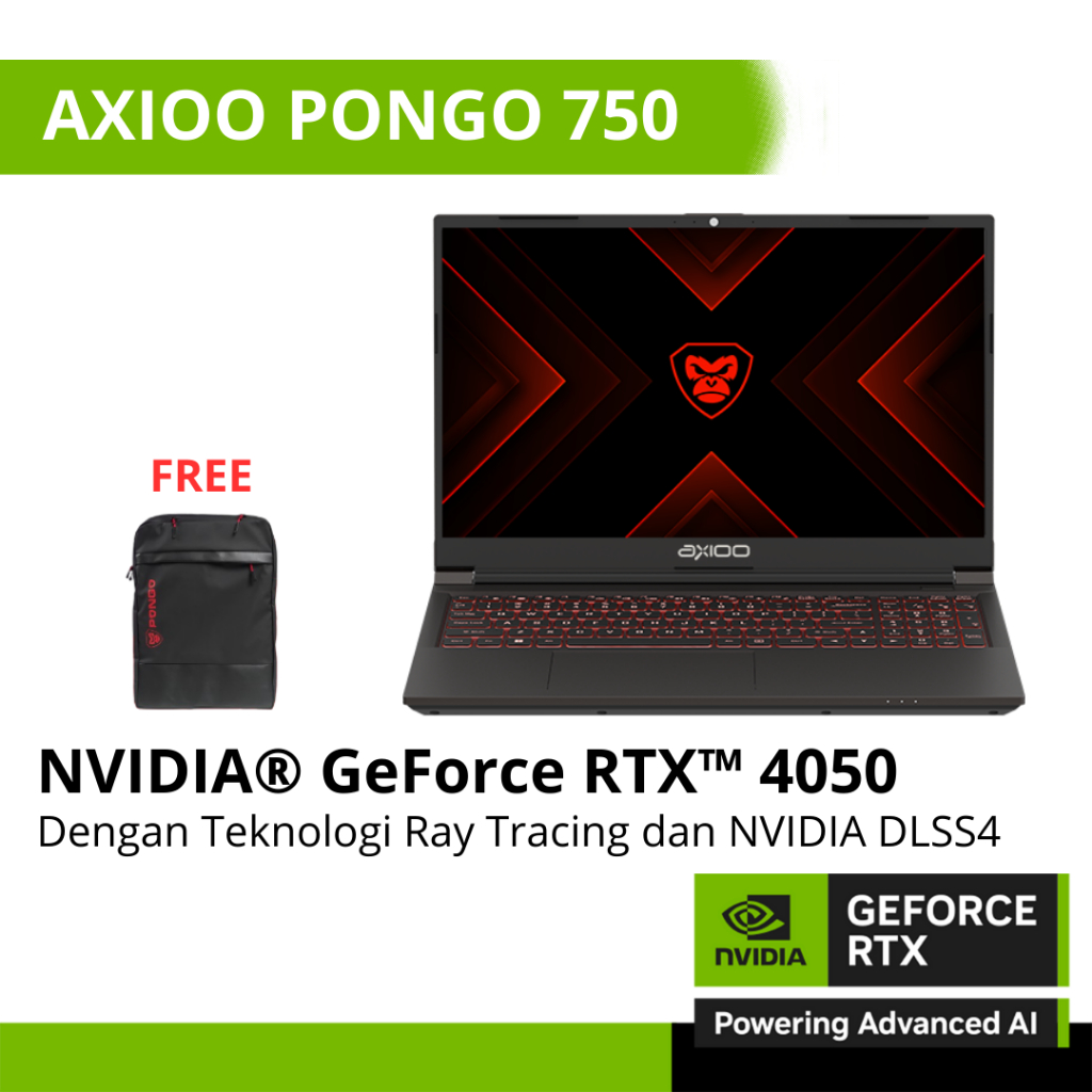Jual Axioo Pongo 750 GeForce RTX4050 6GB – Intel i7 13620H RAM 16GB SSD ...