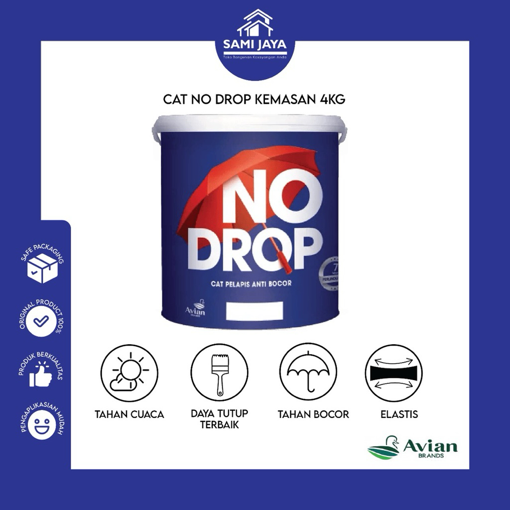 Jual CAT NO DROP KEMASAN 5kg II No Drop II Cat anti bocor II Avian ...