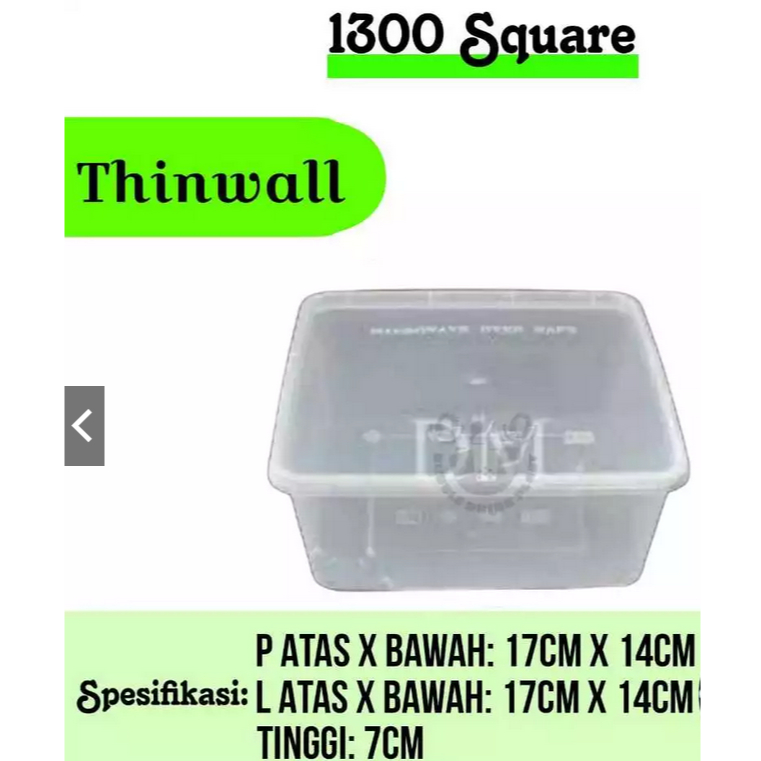 Jual Isi 10 Pcs THINWALL 1300ML 1500ML 1000ML SQUARE Isi 10 Set /BOX ...