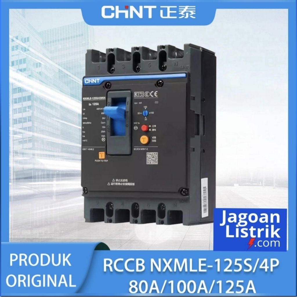 Jual RCCB MCCB Breaker CHINT NXMLE-125S 4P 80A / 100A / 125A Chnt 25KA ELCB NXMLE 125S | Shopee ...