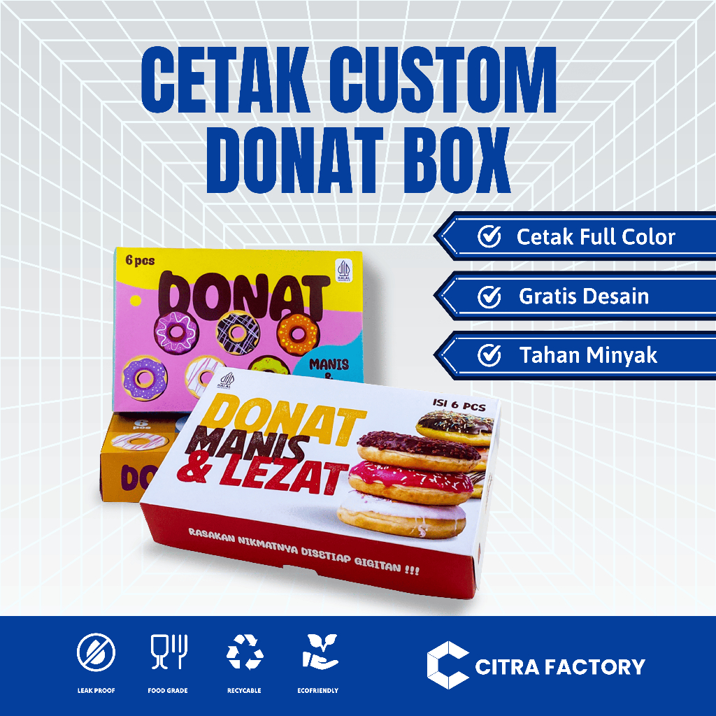 Jual Donat Box isi 3 / 6 / 12 Custom Full Color Print – Ivory 290gr Min ...