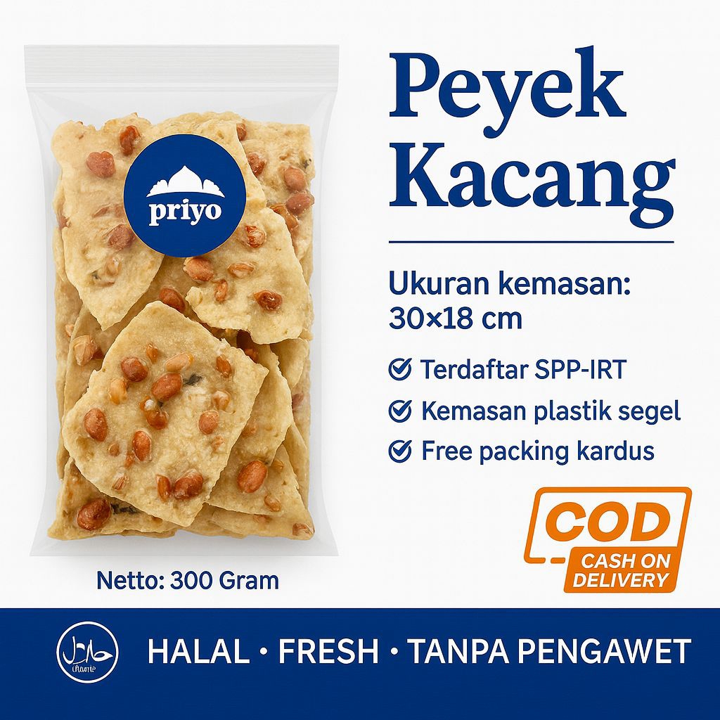 Jual PRIYO SNACK Peyek Kacang 300 Gram Renyah Gurih Halal | Shopee ...