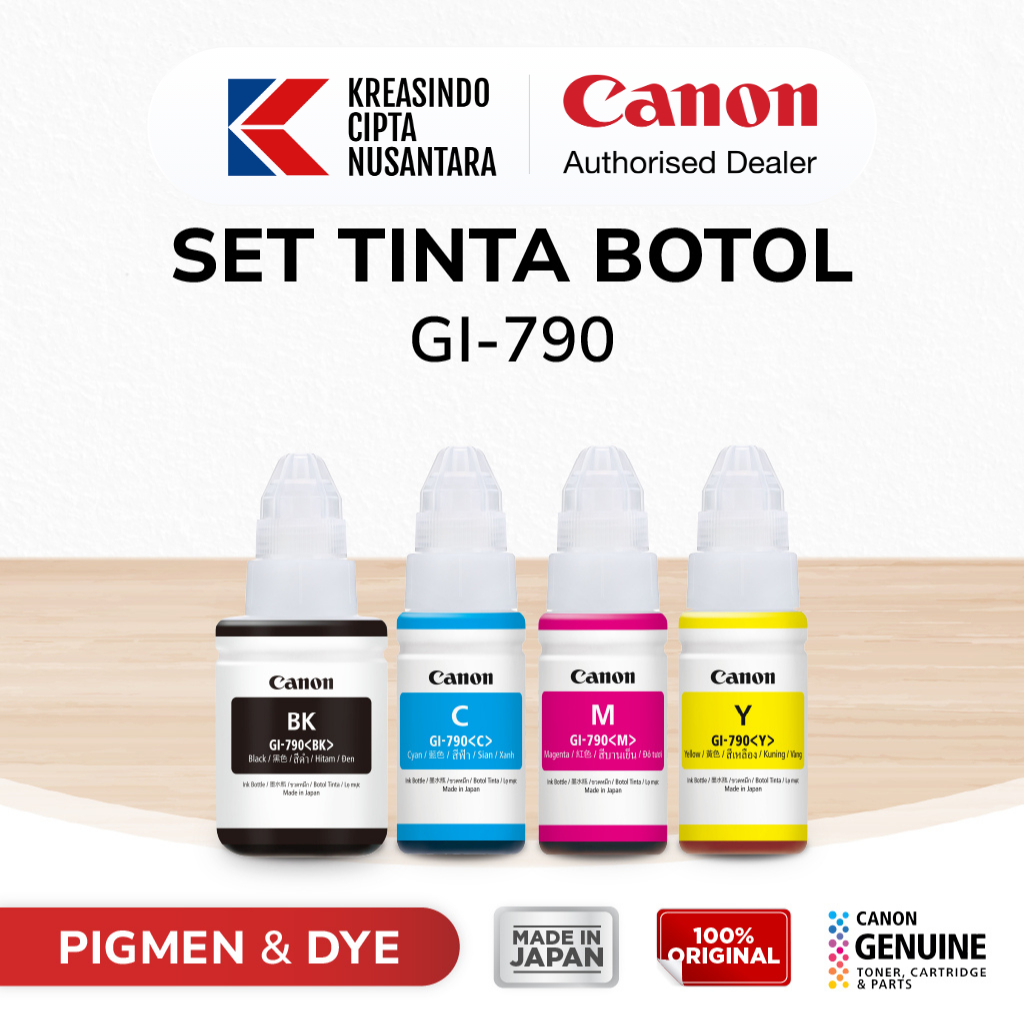 Jual Canon GI 790 Tinta Original 1 Set CMYK - Tinta Canon G1010 G2010 ...