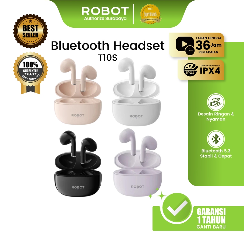 Jual ROBOT TWS Bluetooth 5.3 Semi In-Ear Earbuds | Wireless Earphone ...