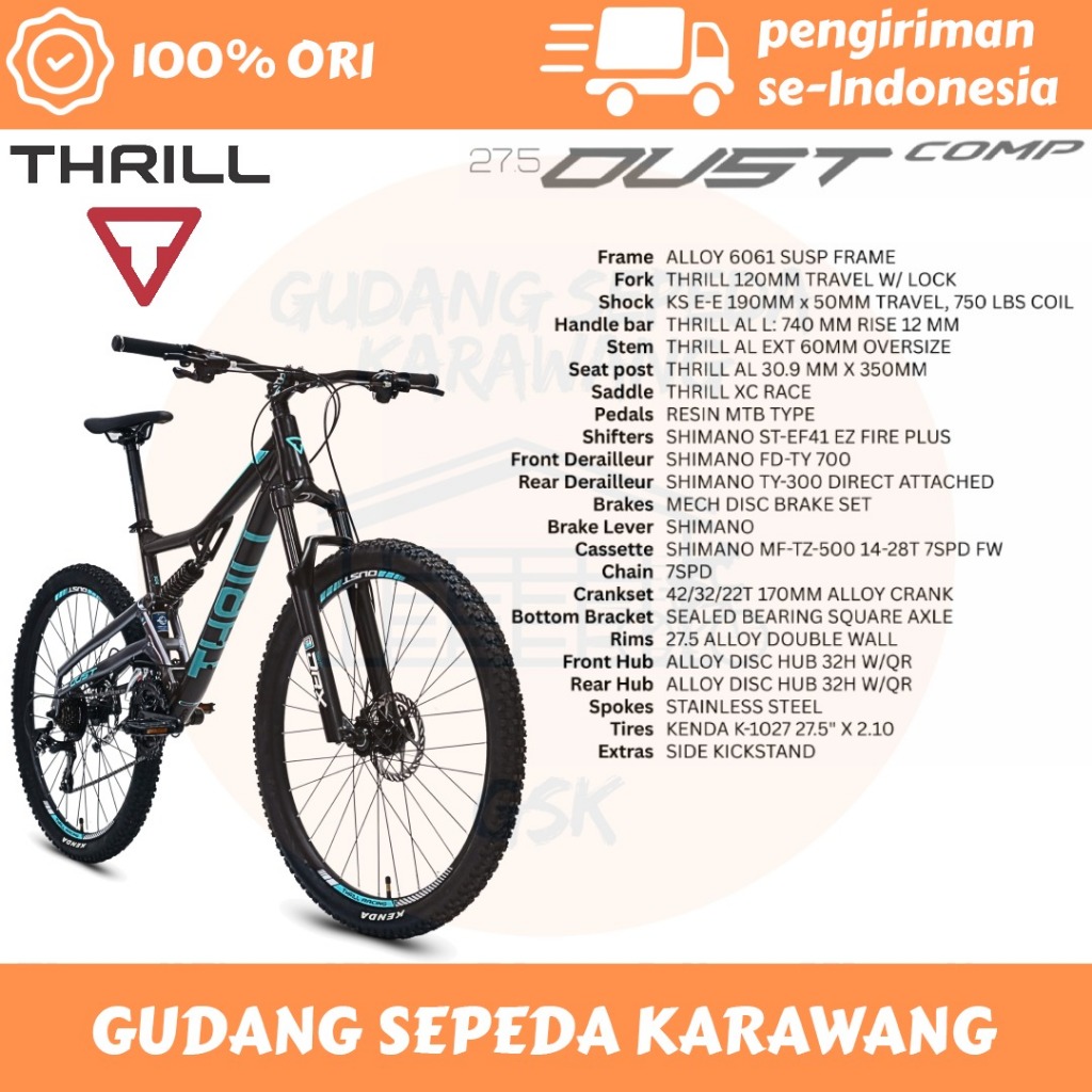 Jual Sepeda Gunung MTB THRILL OUST COMP 27.5INCH ORIGINAL BERGARANSI ...