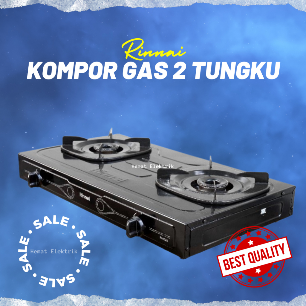Jual Kompor Gas Rinnai 2 Tungku Teflon Anti Lengket Api Biru Besar ...
