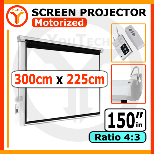Jual Layar Proyektor Otomatis 150 inch Rasio 4:3 (305cm x 228cm) Screen ...