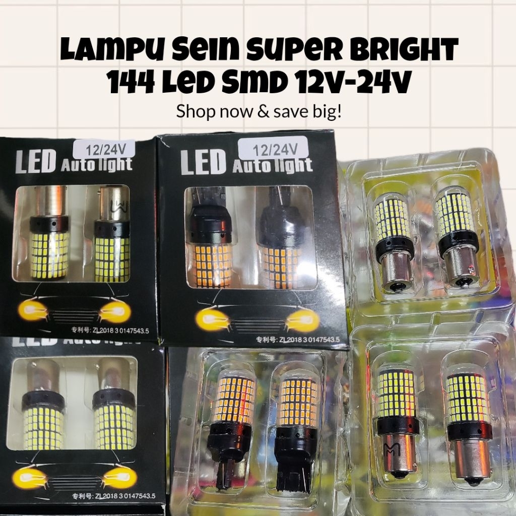 Jual Lampu LED Sein Mobil Super Bright Sein Dajjal 144 SMD LED 12V-24v ...