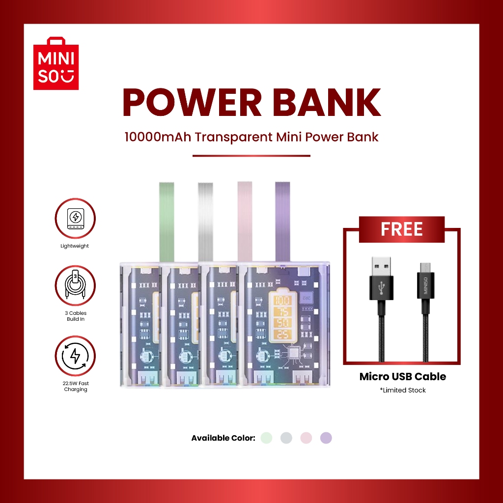 Jual Miniso Powerbank Mini 22.5W 10000mAh Fast Charging Power Bank Dual ...