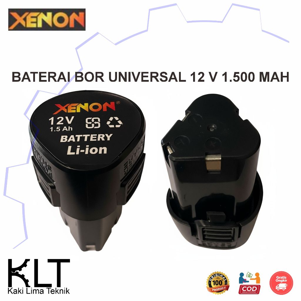 Jual baterai bor cordless cadangan universal 12 v volt 1500 mAh 1.5 Ah ...