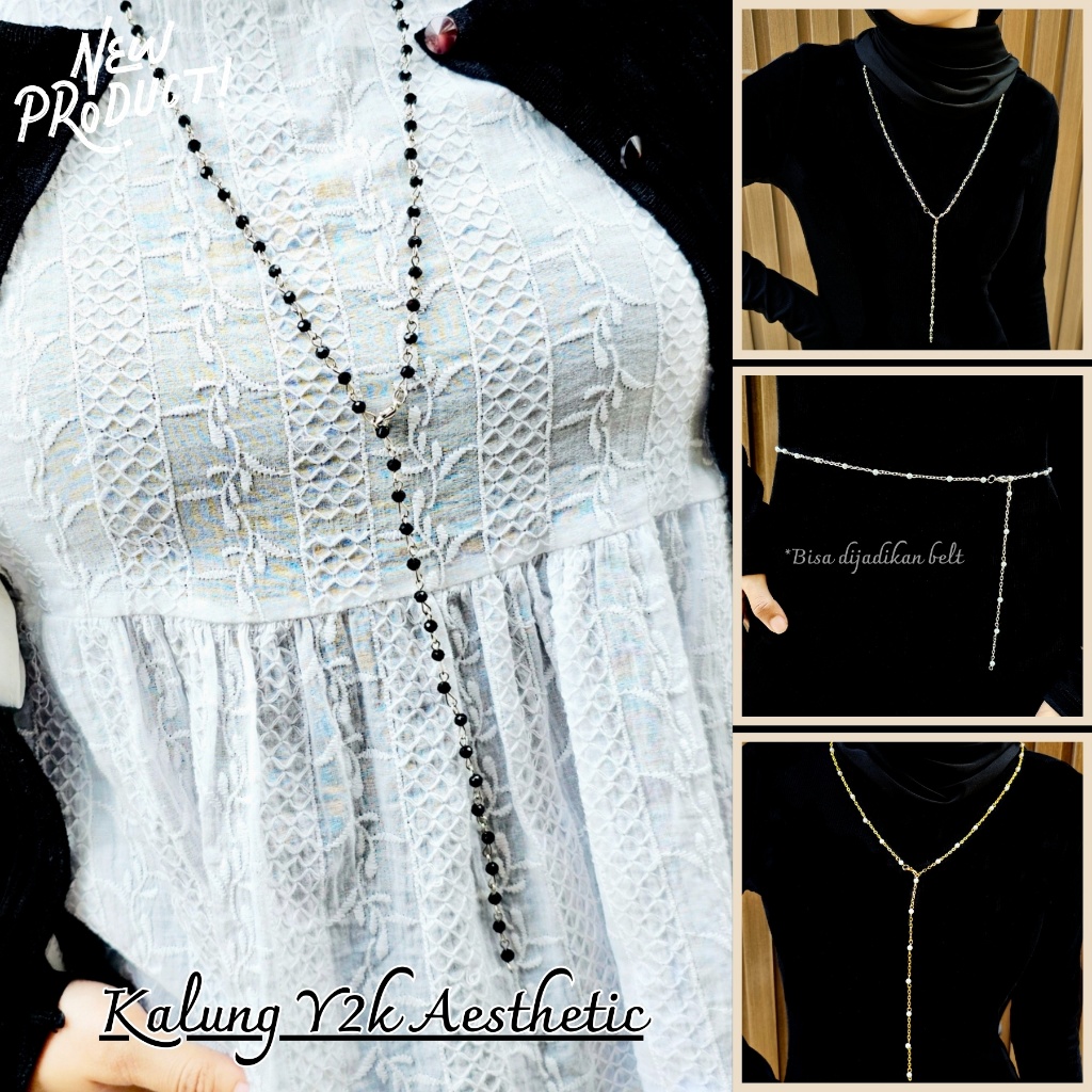 Jual Kalung Wanita Panjang Korea Hijab Rantai Aksesoris Aesthetic Necklace Y2K / Belt Ikat ...