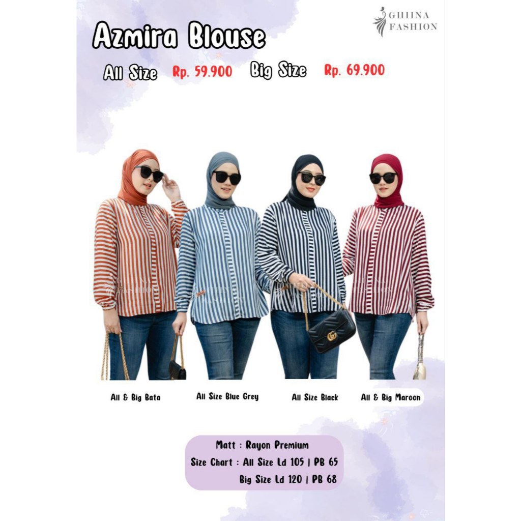 Jual Azmira Blouse Kekinian By Ghiina Fashion | Shopee Indonesia