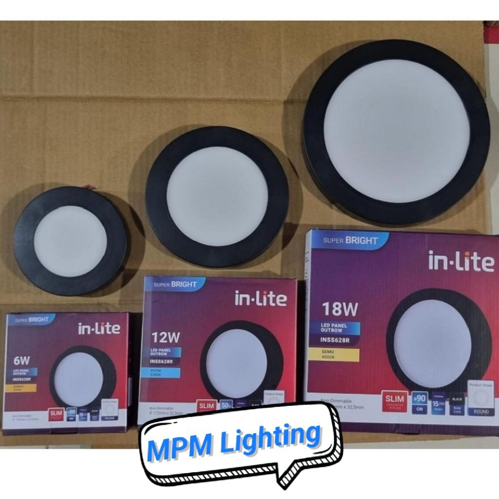 Jual INLITE Downlight Outbow LED 6w 12w 18w Body Hitam/ LED Panel ...