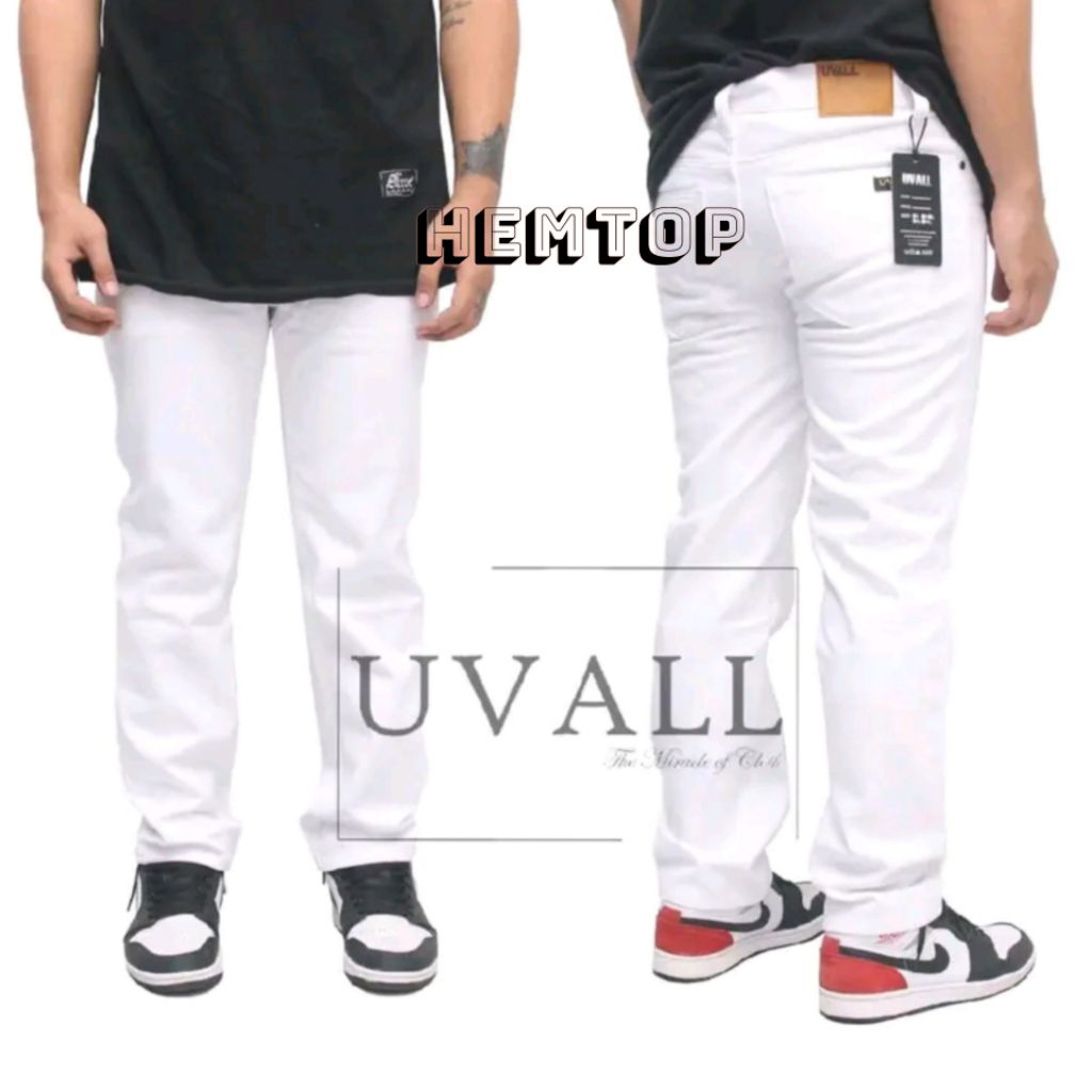 Jual Celana Jeans Putih Standar Pria Reguler Fit Denim White Panjang ...